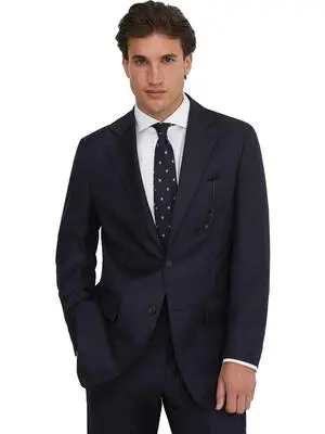 REISS Wool Single-breasted Shadow-stripe Suit Blazer Classic Fit - Navy