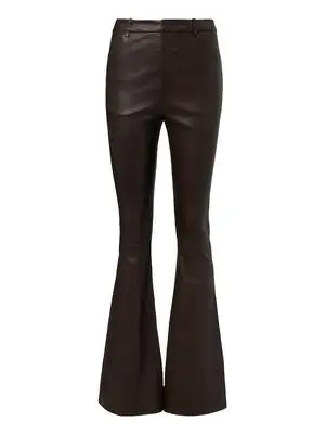 Vince Leather Flared Trousers - Brown