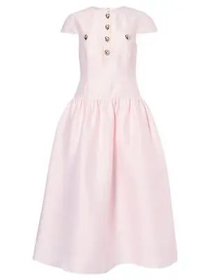 SELF-PORTRAIT Taffeta Midi Dress With Embellished Hardware - Pink