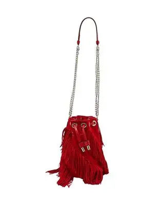 CHRISTIAN LOUBOUTIN Marie Jane Fringe Detail Bucket Bag - Red