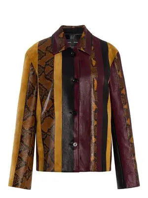 Proenza Schouler Pieced Leather Jacket With Snakeskin Print - Multi