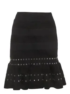 Alexander McQueen Eyelet Ruffled Midi Skirt - Black