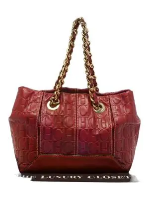 Carolina Herrera Monogram Embossed Tote Bag - Red