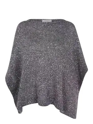 D.exterior Sequin Embellished Knitted Poncho - Grey