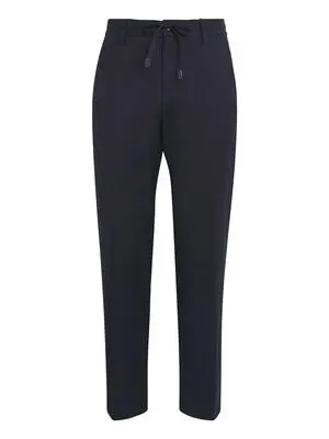 Canali Wool Drawstring Trousers - Navy