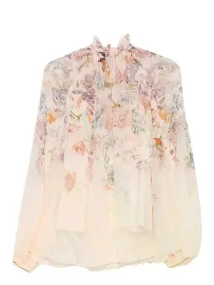 Zimmermann Floral-print Pleated Blouse - Neutrals