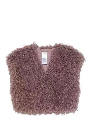 Liu Jo Faux Fur Sleeveless Cropped Jacket - Purple
