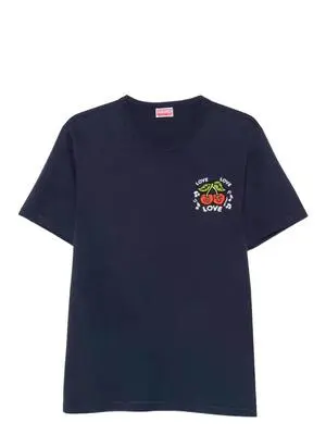 Kenzo Loves Cherry-print Slim T-shirt - Blue