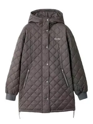 Miu Miu Quilted Technical Pongé Down Jacket - Grey