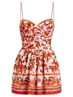 Dolce & Gabbana Majolica-print Charmeuse Long Dress - Multicolor