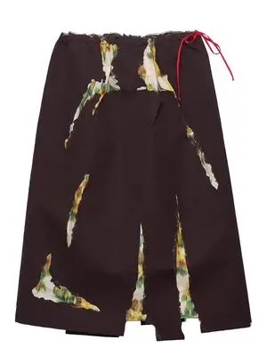 Prada Prada Bonded Gabardine Skirt With Devoré Effect Ebony