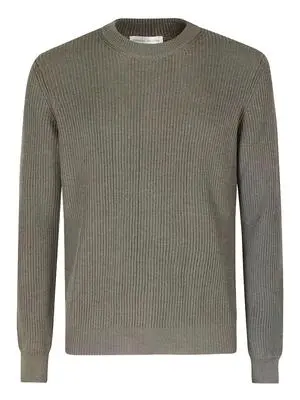 ROBERTO COLLINA Ribbed Knit Crew Neck Sweater - Green