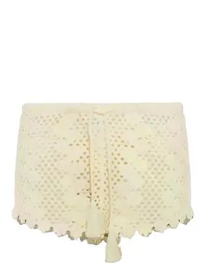 Posse Posse Saskia Crochet-Knit Shorts Neutrals