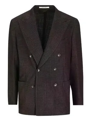 Tagliatore Double-breasted Micro-check Jacket - Brown