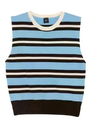Pinko Striped Sleeveless V-neck Top - Blue