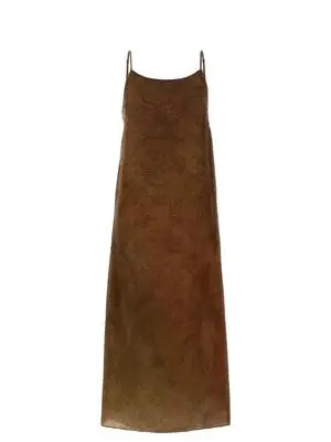 UMA WANG Jacquard Maxi Dress - Brown