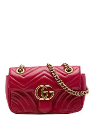 Gucci Small Gg Marmont Matelassé Calfskin Shoulder Bag - Red