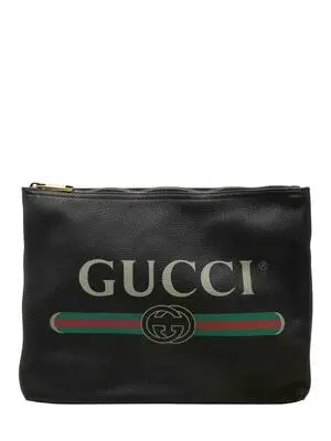 Gucci Medium Calfskin Logo Portfolio Clutch Bag - Black