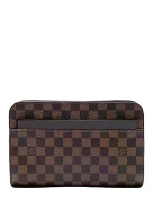 LOUIS VUITTON Damier Ebene Saint Louis Pochette Clutch Bag - Brown