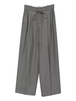 ROSSI Belted Pleated Wide-leg Trousers - Grey