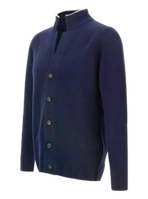 Eleventy Ribbed-trim Button-up Cardigan - Blue
