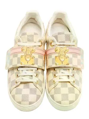 LOUIS VUITTON Frontrow Trunk-print Touch-strap Sneakers - Brown