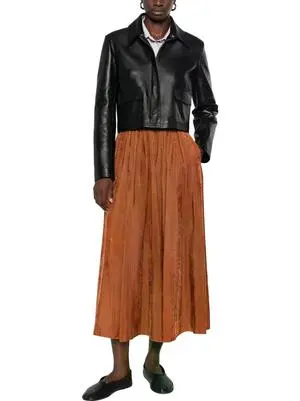 FORTE_FORTE Pleated Corduroy Midi Skirt - Brown