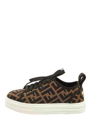 Fendi Zucca Monogram Knit Lace-up Sneakers - Brown