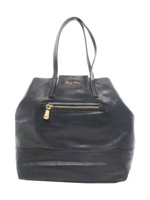 Miu Miu 2000s Leather Tote Bag - Black