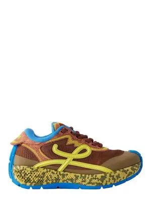 Loewe Pogo Logo-detailed Suede-trimmed Knitted Sneakers - Multi