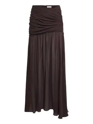 DE LA VALI Amaya Gathered Maxi Skirt - Brown