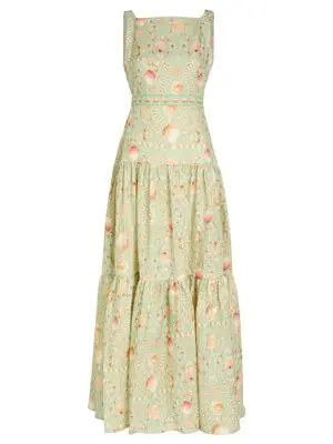 Agua Bendita Abeja Printed Linen Maxi Dress - Multicoloured