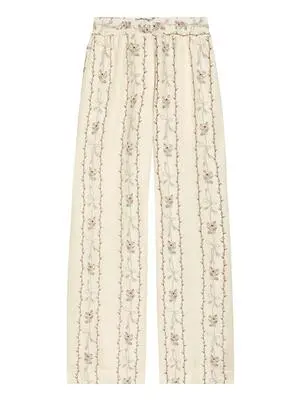 Agua Bendita Tota Floral-embroidered Wide-leg Linen Trousers - Multicoloured