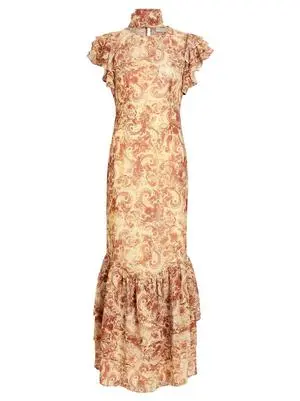 DE LA VALI Avalon Floral-print Chiffon Maxi Dress - Yellow