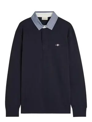 Gant Chambray Collar Cotton Rugby Shirt - Navy