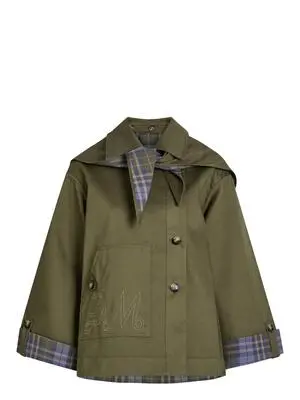 DAMSON MADDER Jerry Reversible Cotton Trench Coat - Olive