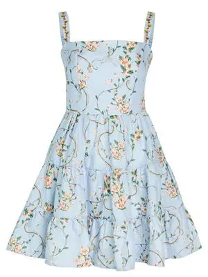 Agua Bendita Lima Floral-print Linen Mini Dress - Multicoloured