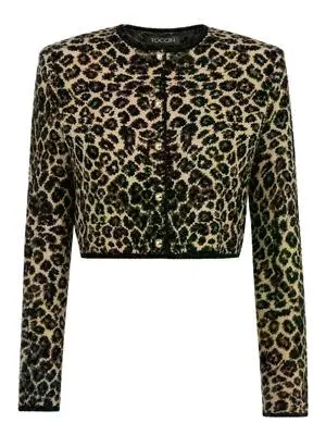 TOCCIN Toccin Indira Leopard-Print Cropped Cardigan