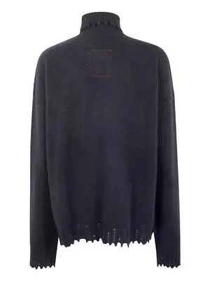UMA WANG Distressed-effect Roll-neck Knit - Black