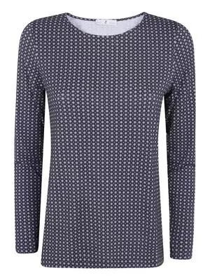WHYCI Geometric Print Long Sleeve T-shirt - Blue