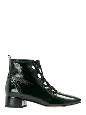 NAGUISA Elur Oliva Gloss Ankle Boots - Green