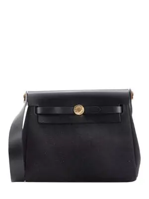 Hermès Herbag Zip Toile And Leather Shoulder Bag - Black