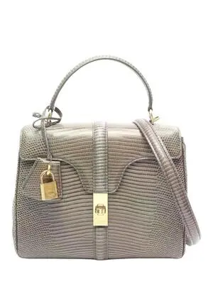 Celine Celine 16 Small Lizard-Effect Tote Bag Grey