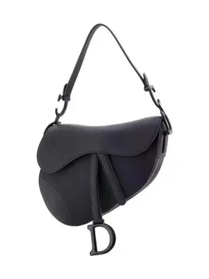 Dior Ultra Matte Saddle Handbag Leather Shoulder Bag - Black