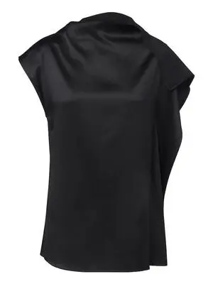 Sportmax Ruffled Silk Satin Top - Black