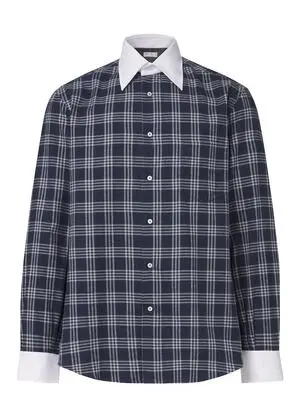 Brunello Cucinelli Checked Cotton-blend Flannel Shirt - Blue