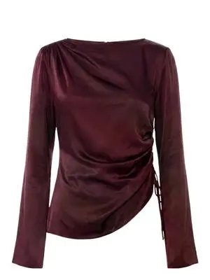 TOCCIN Cilina Ruched Long-sleeve Top - Red