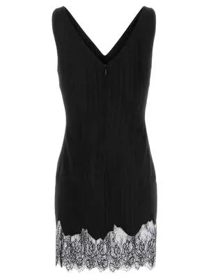 Andamane Tori Lace-trim Pinstripe Mini Dress - Black