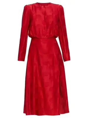 Valentino Garavani Silk Long-sleeve Midi Dress - Red