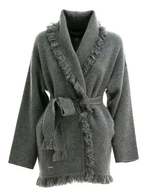 Alanui Finest Fringe-trim Belted Cardigan - Grey
